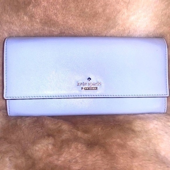 kate spade | Bags | Kate Spade Light Blue Wallet Front Snap Like New ...